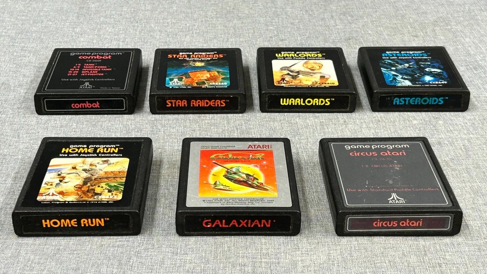 Lot of 7 Atari 2600 Games 1980s Asteroids Warlords Combat Home Run ...