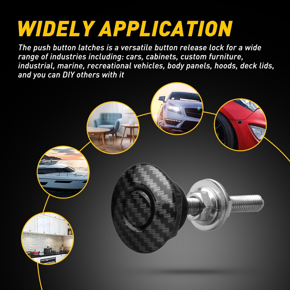 Carbon Fiber Push Button Quick Release Hood Bonnet Pins Lock Clip Car ...