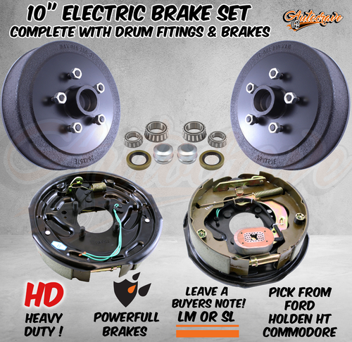 Trailer 10" Electric Brake Hub Drum Kit Electric Backing Plate Caravan ...