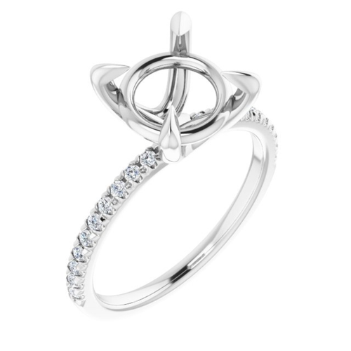 Custom Round 9mm Natural Diamond Women Engagement Ring Semi Mount 14K ...