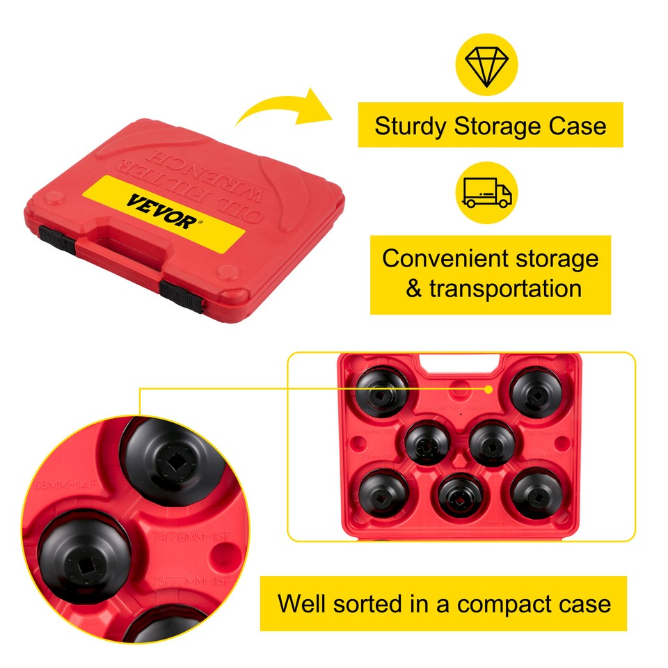 VEVOR Oil Filter Socket Set Cup Socket Tool Set 15PCS Oil Filter Cap ...