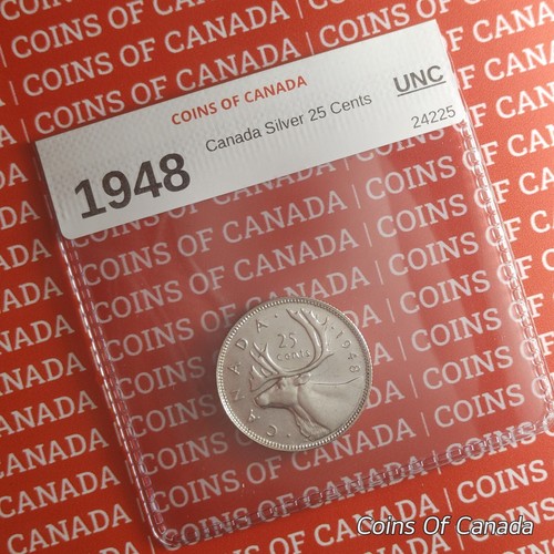1948 Canada Silver 25 Cents - UNCIRCULATED - Nice Key Date Coin # ...
