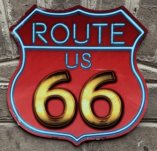 Route 66 Neon Colors 11" Highway Shield Metal Sign Novelty Retro Home ...