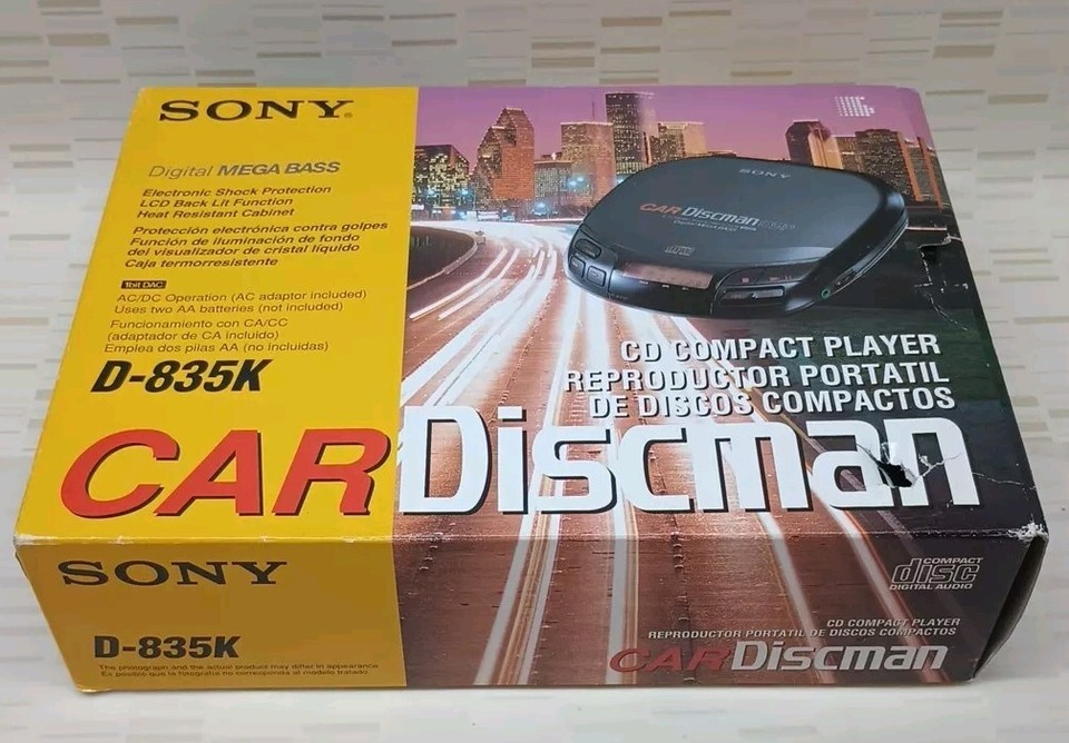 VINTAGE NOS Sony Car Discman D-835KT CD Player Cassette Adaptor D-835k ...
