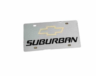 CHEVY SUBURBAN Silver Mirror Stainless Steel License Plate 3D Raised ...