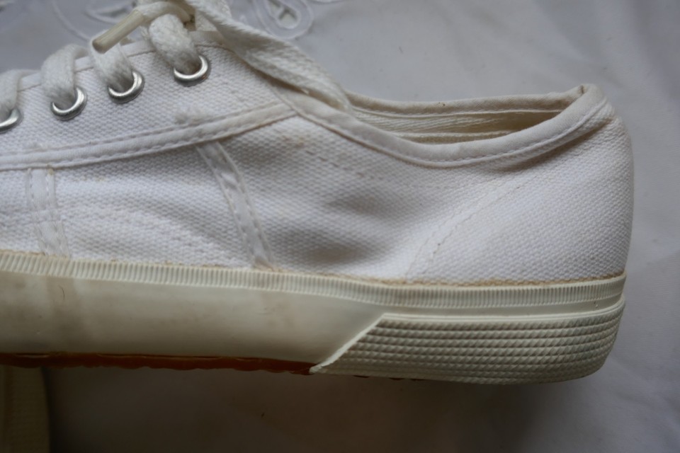 Vintage White Canvas Daps or Plimsolls -Lace Up -1970's Sturdy School ...