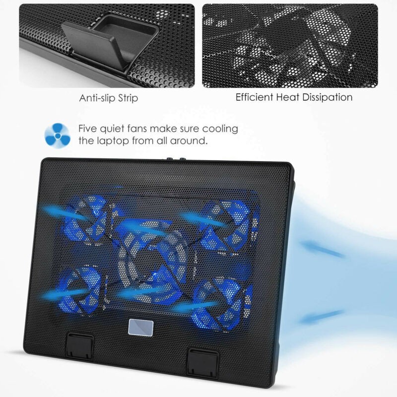 USB Laptop Cooler Cooling Pad Stand Adjustable 6 Fan For Game PC ...