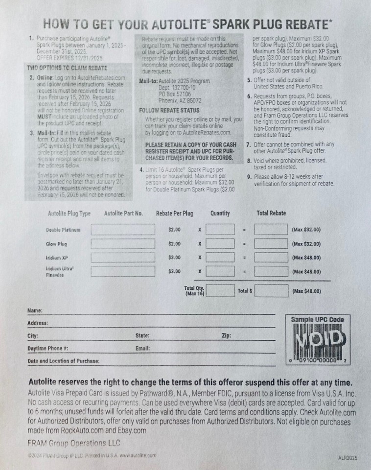 SIX(6) Autolite XP5863 Iridium Spark Plug SET **$3 PP FACTORY REBATE ...