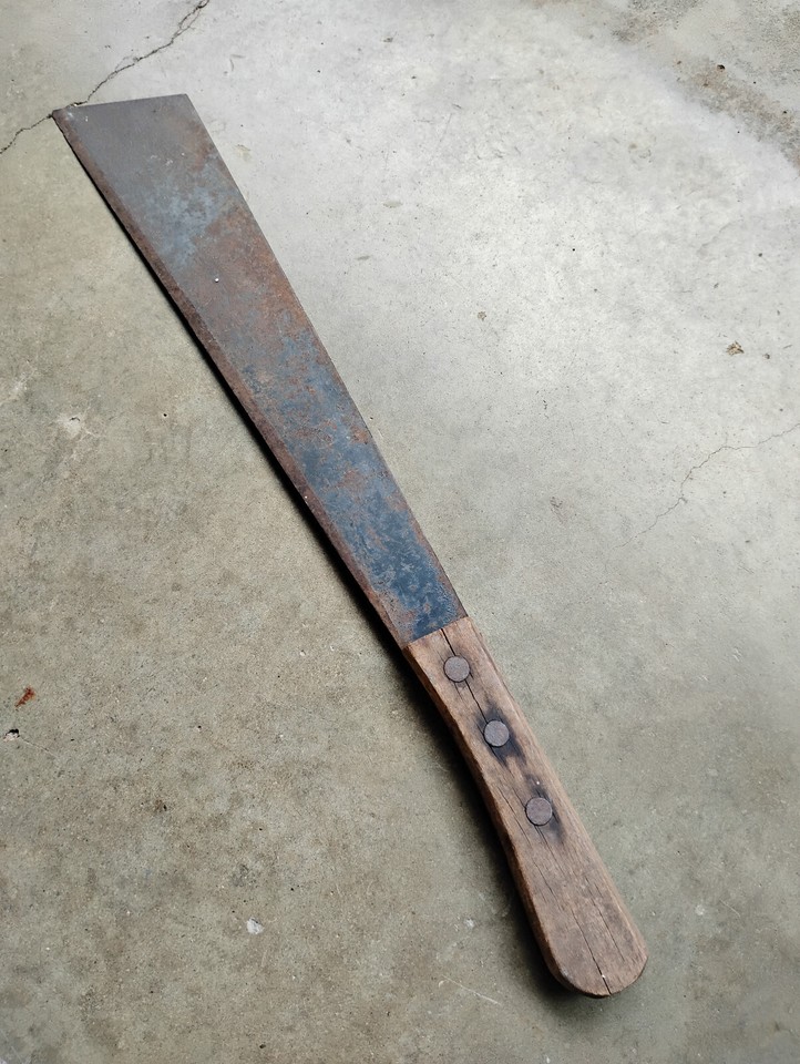 Vintage 22½" Cane Machete Corn Knife w/ 15½" Steel Blade & Wood Handle ...