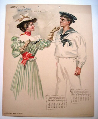 Gorgeous 1899 "Armour's" Army & Navy Art Calendar for Months of Sept ...