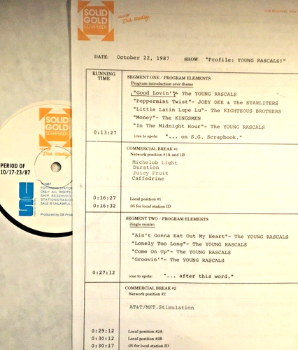 10/22/87 SOLID GOLD SCRAPBOOK 1 HR YOUNG RASCALS PROFILE w/17 HITS | eBay
