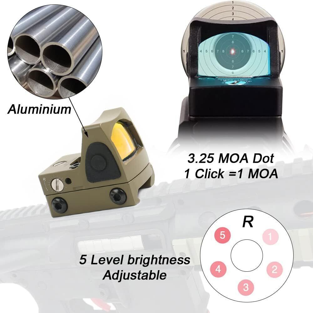 Tactical RMR Red Dot Reflex Sight Collimator Scope For Glock 17 19 w ...