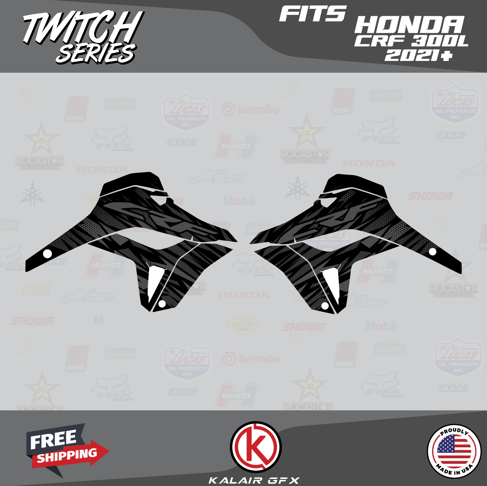 Graphics Kit for Honda CRF300L CRF 300L 2021+ Twitch Series - Smoke | eBay