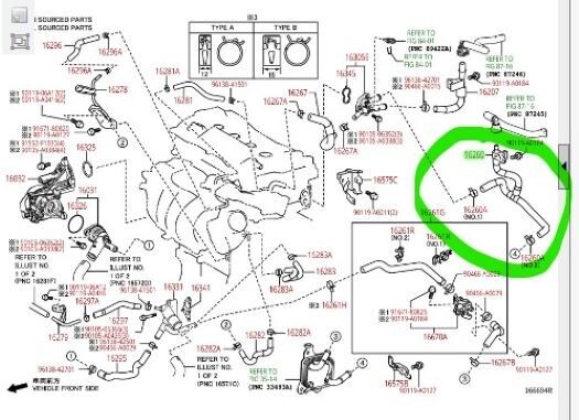 18-24 CAMRY 19-25 RAV4 2.5L RADIATOR BYPASS HOSE 16260-F0010 GENUINE ...