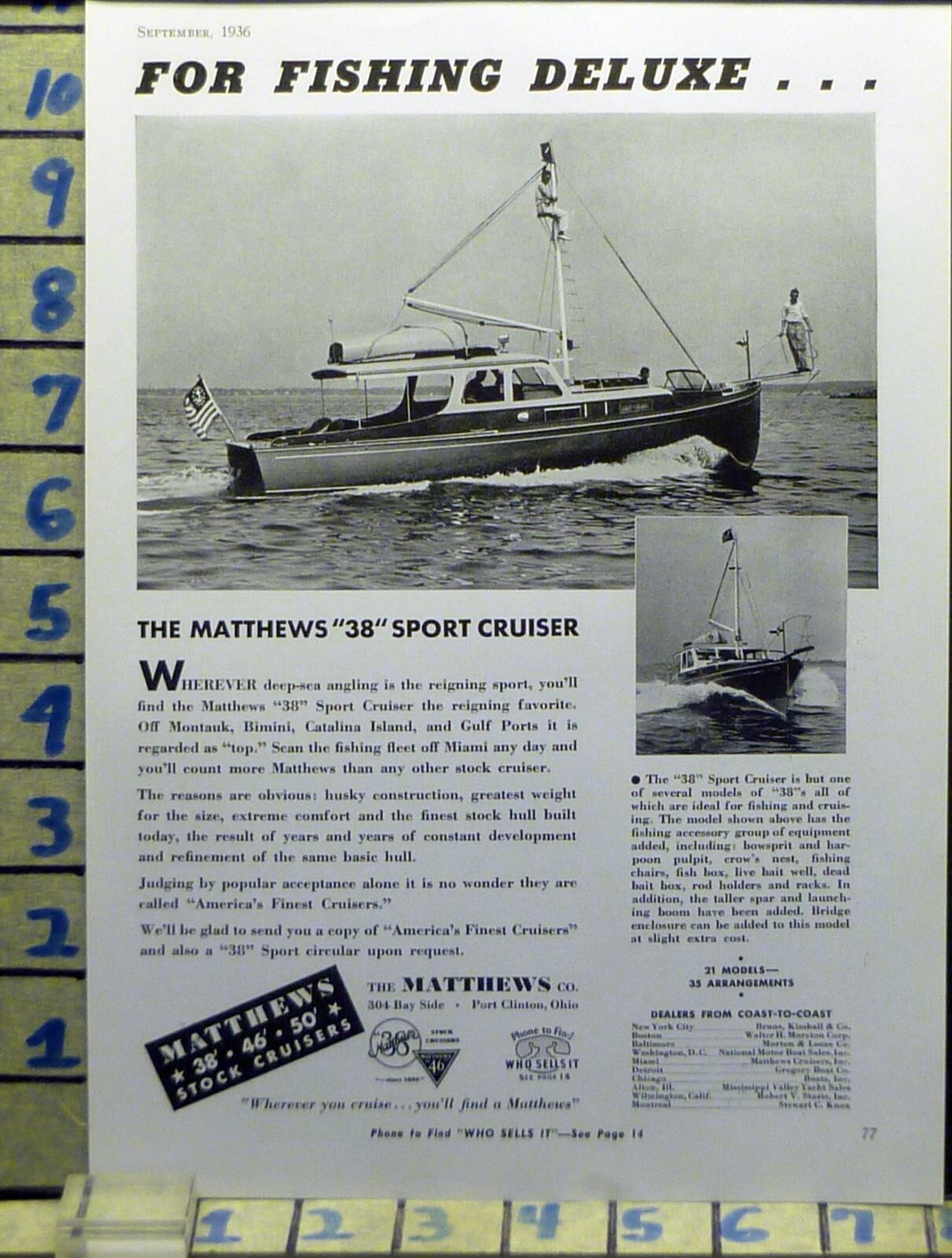 1936 MATTHEWS SPORT CRUISER FISH BOAT NAUTICAL WATERCRAFT PHOTO BE10 | eBay