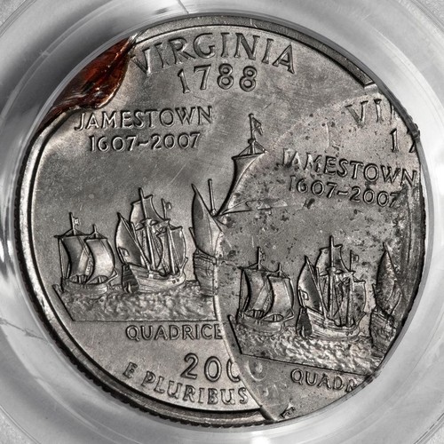 2000 PCGS MS64 Double Struck 2nd Strike 60% Off Center Virginia Quarter ...