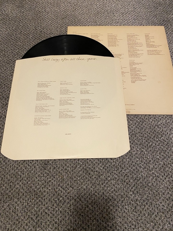 Paul Simon Still Crazy LP EX Cover VG Vinyl CBS 1975 Singer Songwriter ...