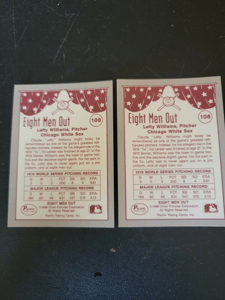 Lefty Williams Cards - 1988 Eight Men Out Baseball Card #108 | eBay