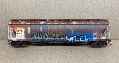 Ho Scale ACFX Covered Hopper Custom Weathered Rust Bucket V3 | eBay