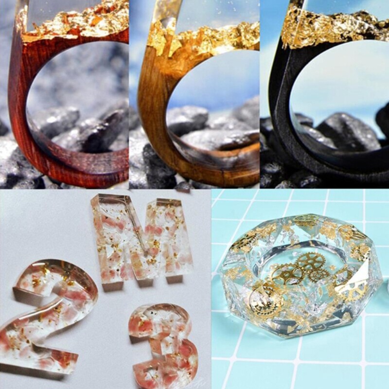 6 Colors Foil Flakes Resin Gilding Metallic Foil Flakes with Tweezers ...