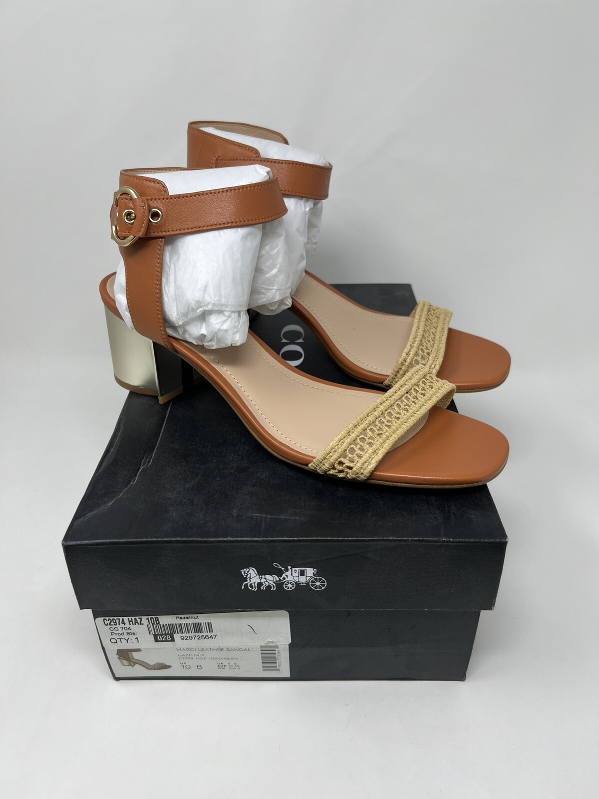 Coach Marci Leather Sandal C2974 “Hazelnut” Size 10B | eBay