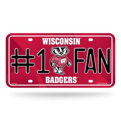 Wisconsin Badgers #1 Fan License Plate [NEW] NCAA Tag Auto Truck Frame ...