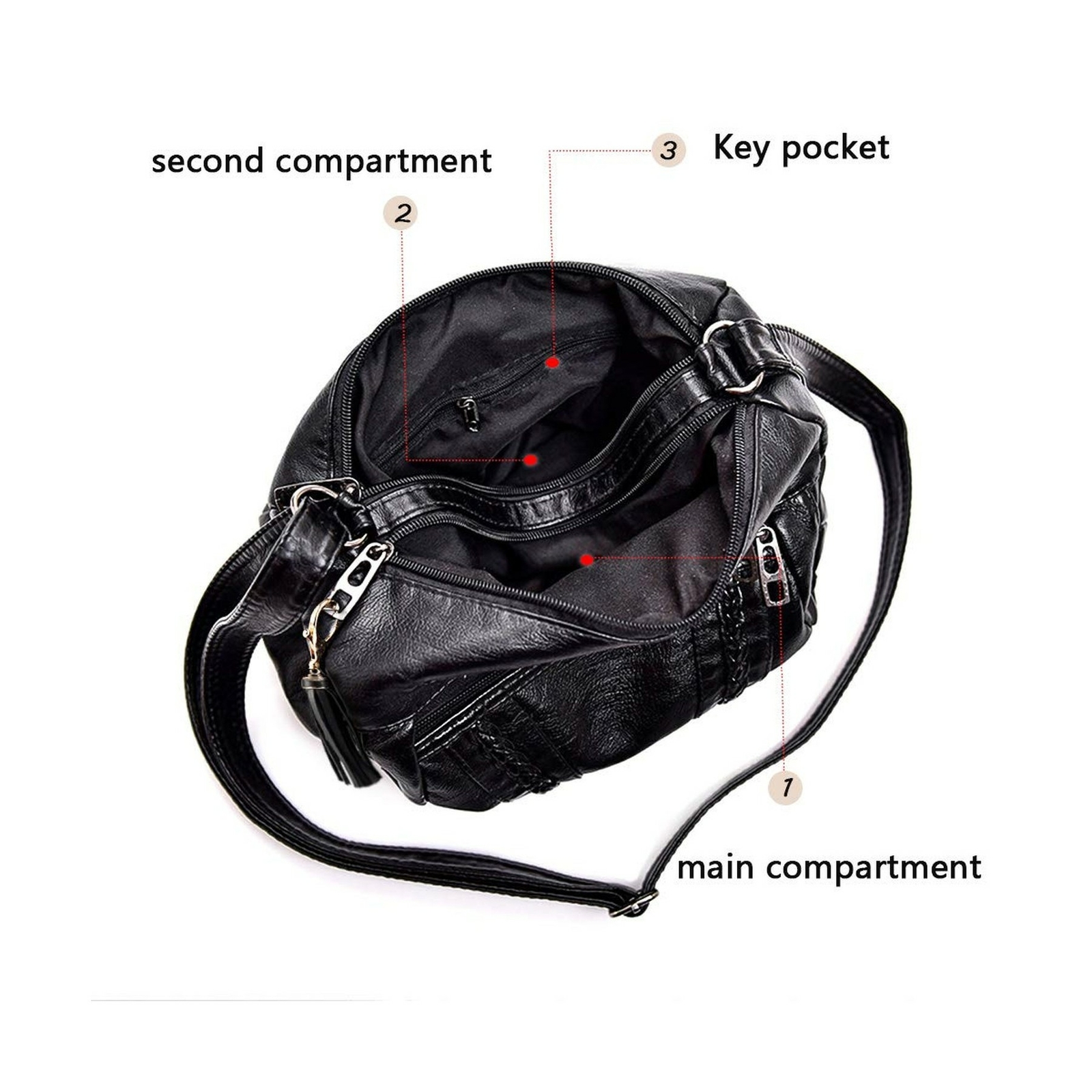 Women Pocketbooks Soft PU Leather Purses & Handbags Multi Pocket ...