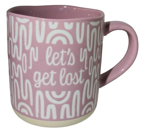 Opalhouse Let's Get Lost Coffee Mug 16 Oz Stoneware Pink Tea Cup | eBay