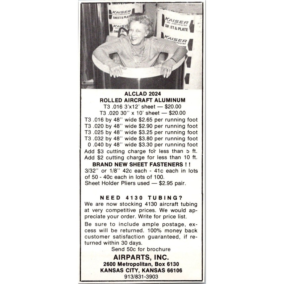 Airparts Inc Alclad 2024 Rolled Aircraft Aluminum 1978 Sport Aviation ...