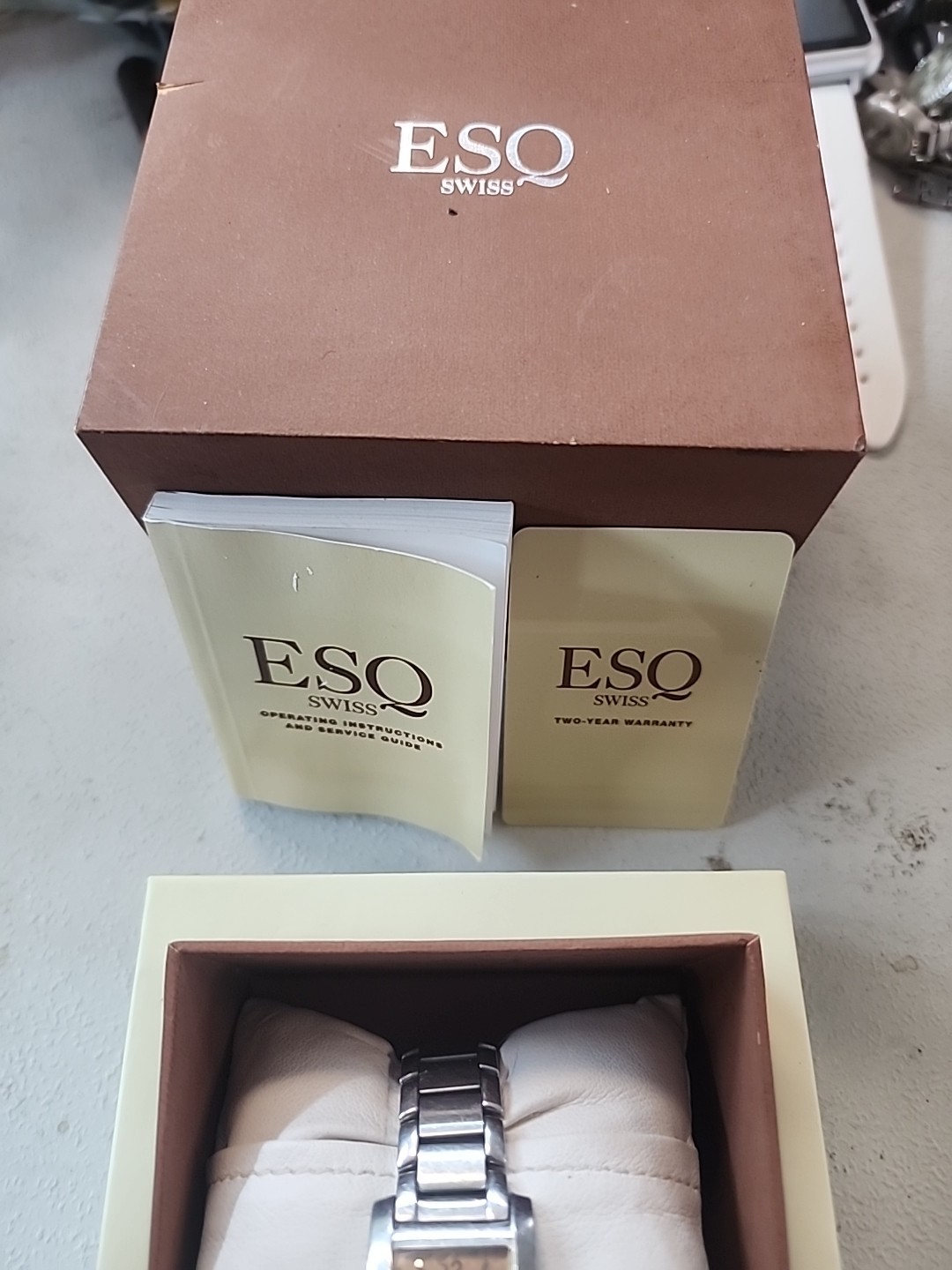 ESQ Swiss Tank Watch Women Silver Tone Stainless Steel New Needs ...