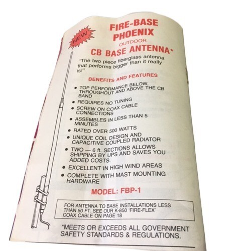 FireStik Fire-Base Phoenix 10/11 Meter Base Antenna, HAM/CB, 2 Piece | eBay