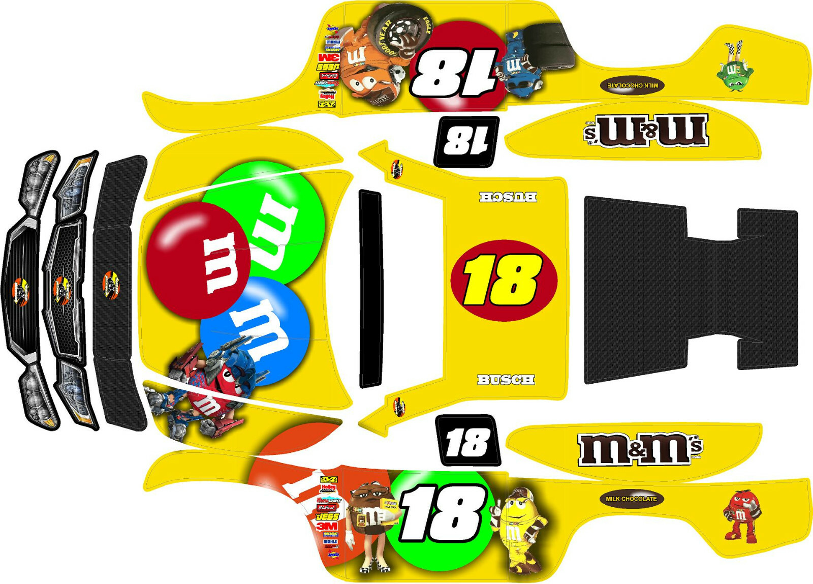 TRAXXAS SLASH KYLE BUSCH CANDY Theme wrap decals stickers STOCK 2WD ...
