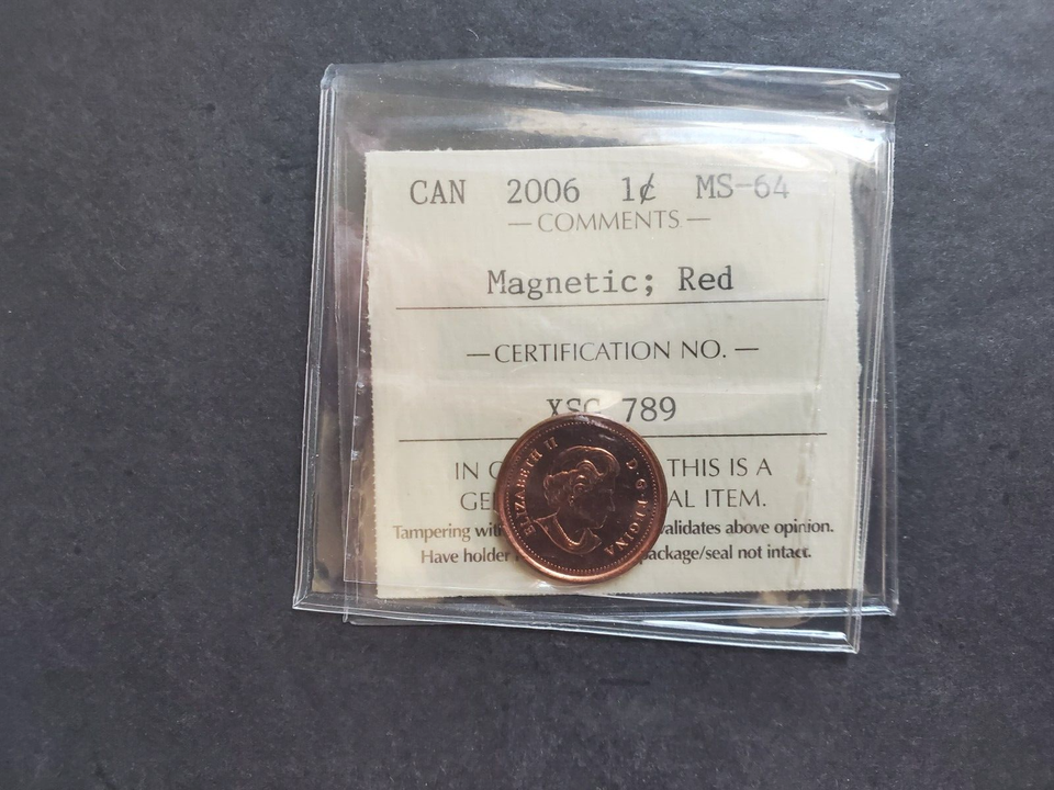 ICCS RARE CANADA 2006 ONE CENT MAGNETIC NO LOGO NO P MS-64 | eBay