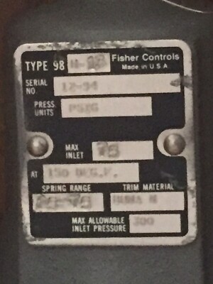 Fisher Controls Type 98H-13 Pressure Regulator | eBay