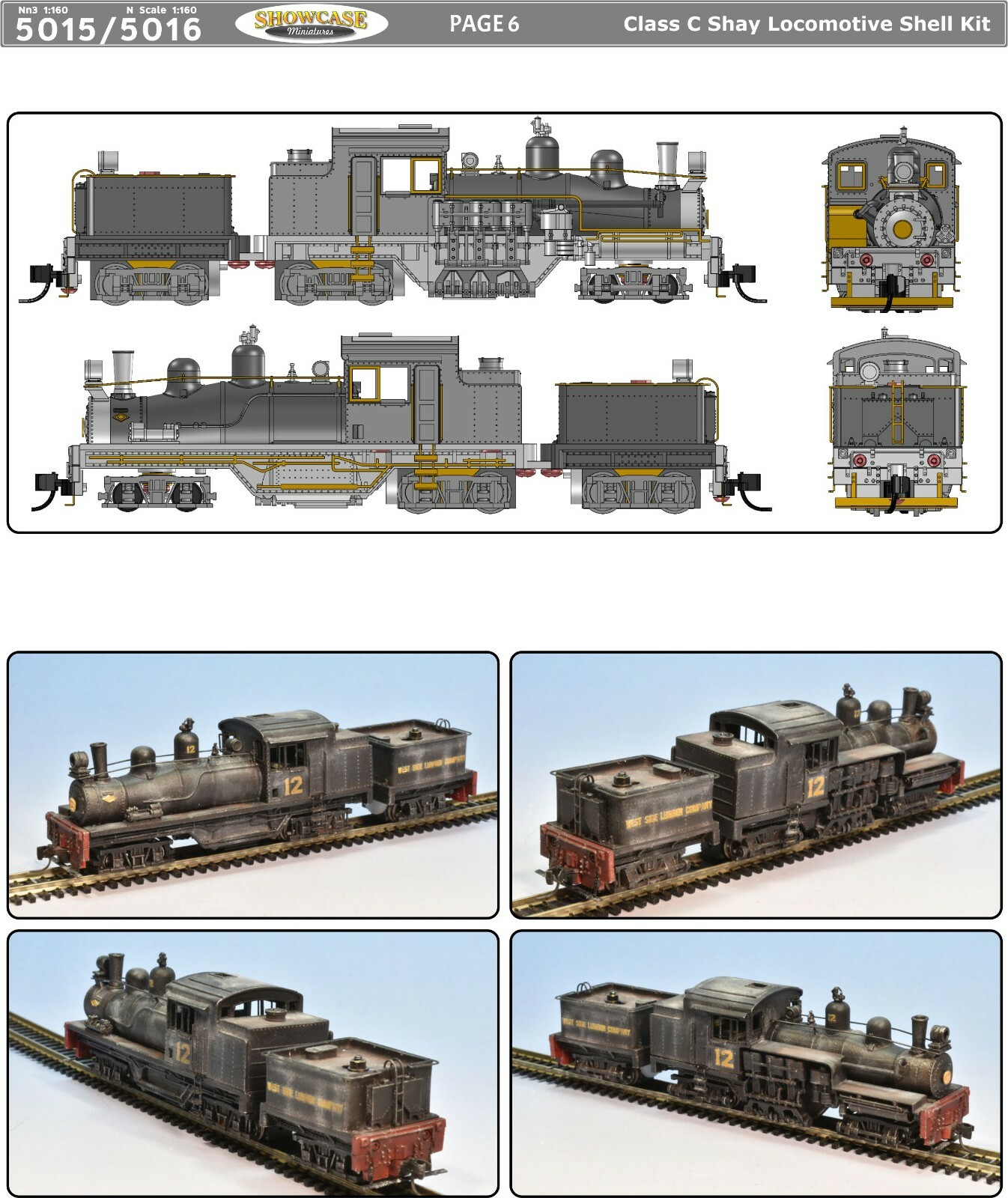 N Scale Class C Shay Locomotive Shell Kit by Showcase Miniatures (5016 ...