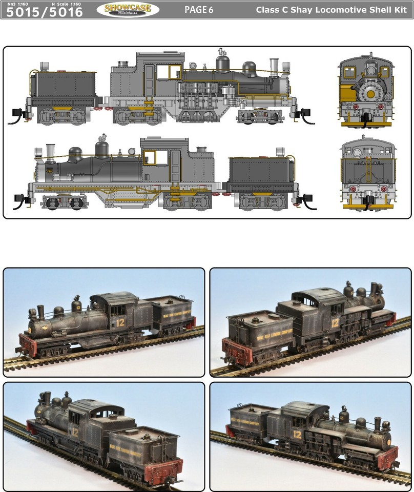 N Scale Class C Shay Locomotive Shell Kit by Showcase Miniatures (5016 ...