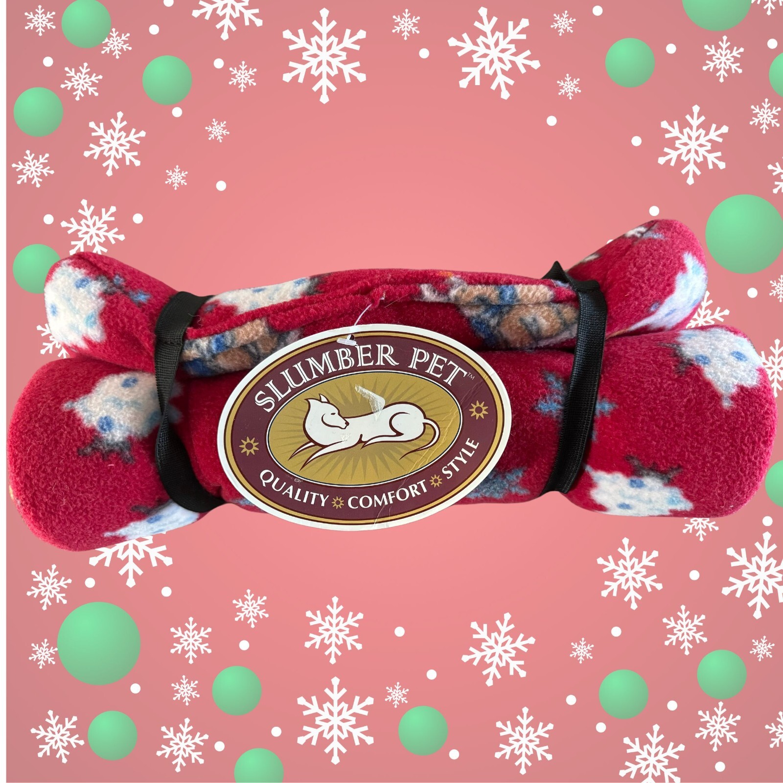 Slumber Pet Holiday Christmas Dog Bed Fleece Snuggle Mat Small Soft ...
