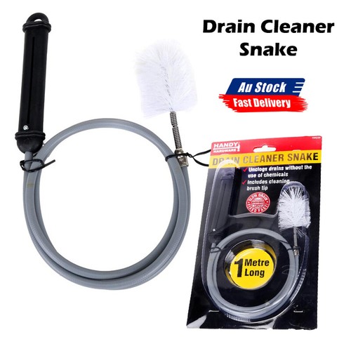 Drain Unblocker Cleaner Waste Pipe Kitchen Plunger 1m Sink Snake Toilet ...