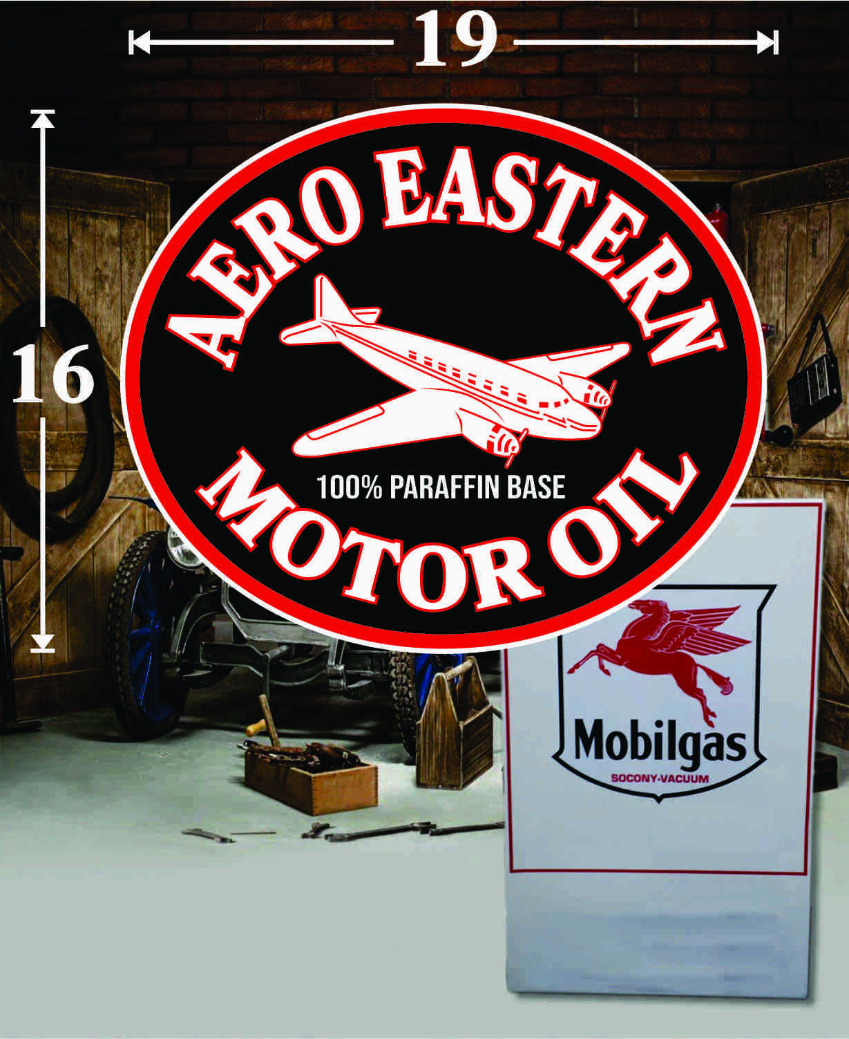19" x 16" AERO EASTERN Gas Vinyl Decal Lubester Motor Oil Pump Can ...