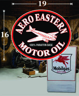19" x 16" AERO EASTERN Gas Vinyl Decal Lubester Motor Oil Pump Can ...