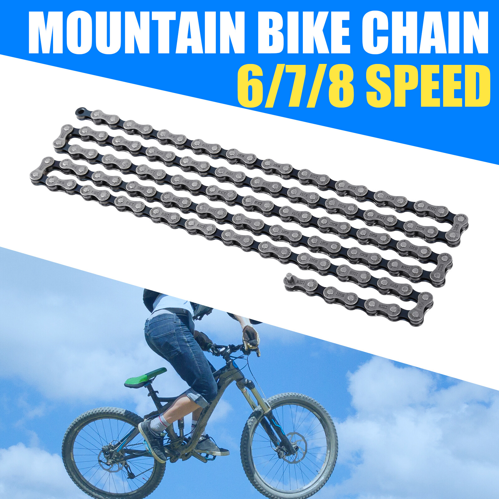 6-7-8 Speed Bike Chain Bicycle MTB Steel Chain With 116 Links Carbon ...