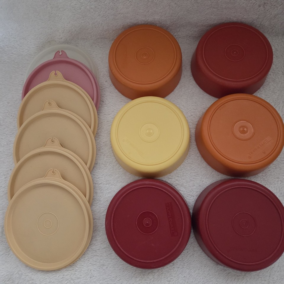 Vtg. Tupperware Little Wonder Snack Bowls W/Lids -Set 6 -Harvest Colors ...