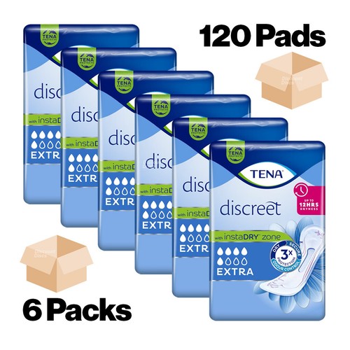 120 TENA LADY EXTRA DISCREET Incontinence Absorbent Pads for Women 6 x ...