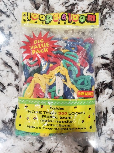 Vintage NOS Loops and Looms Deluxe Potholder Weaving Kit w/Loom & Metal ...