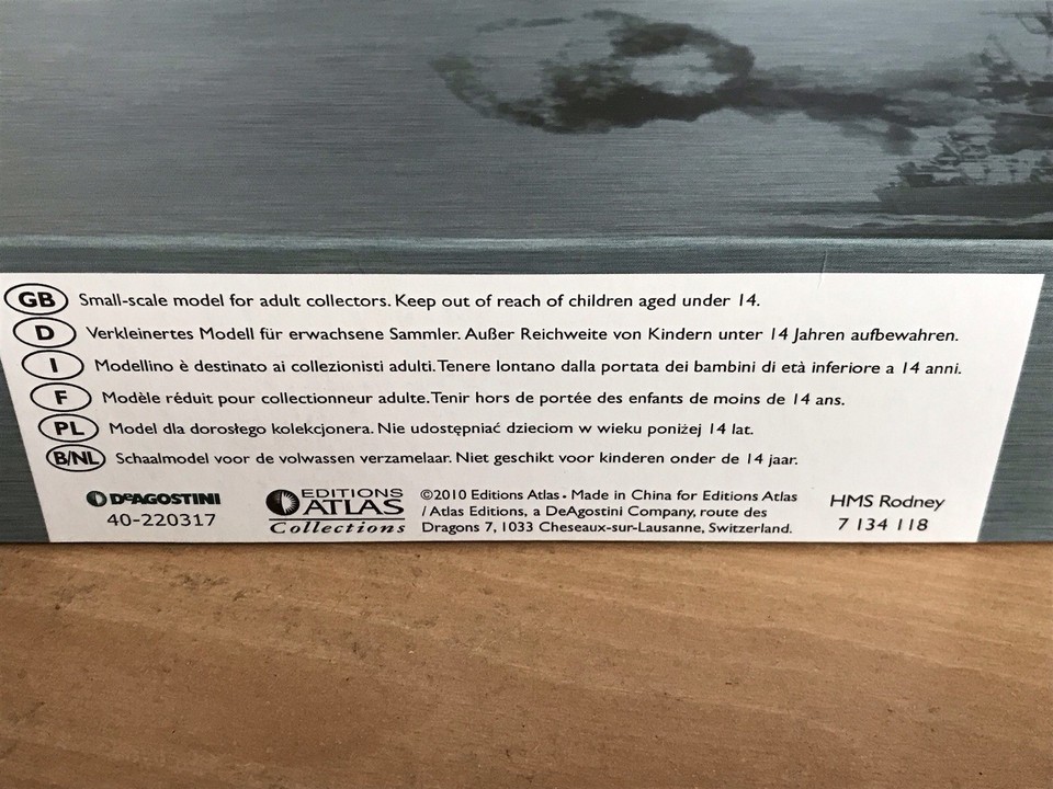 Deagostini Atlas Editions Legendary Warships HMS RODNEY Mint Condition ...