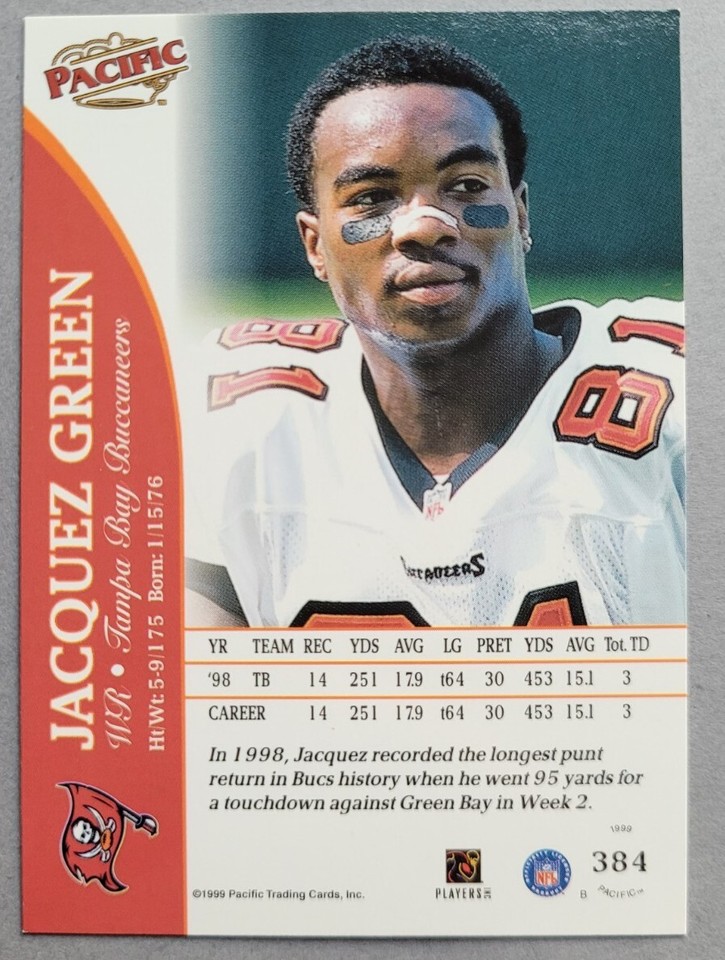 1999 Pacific Football Card #384 Jacquez Green - Tampa Bay Buccaneers | eBay