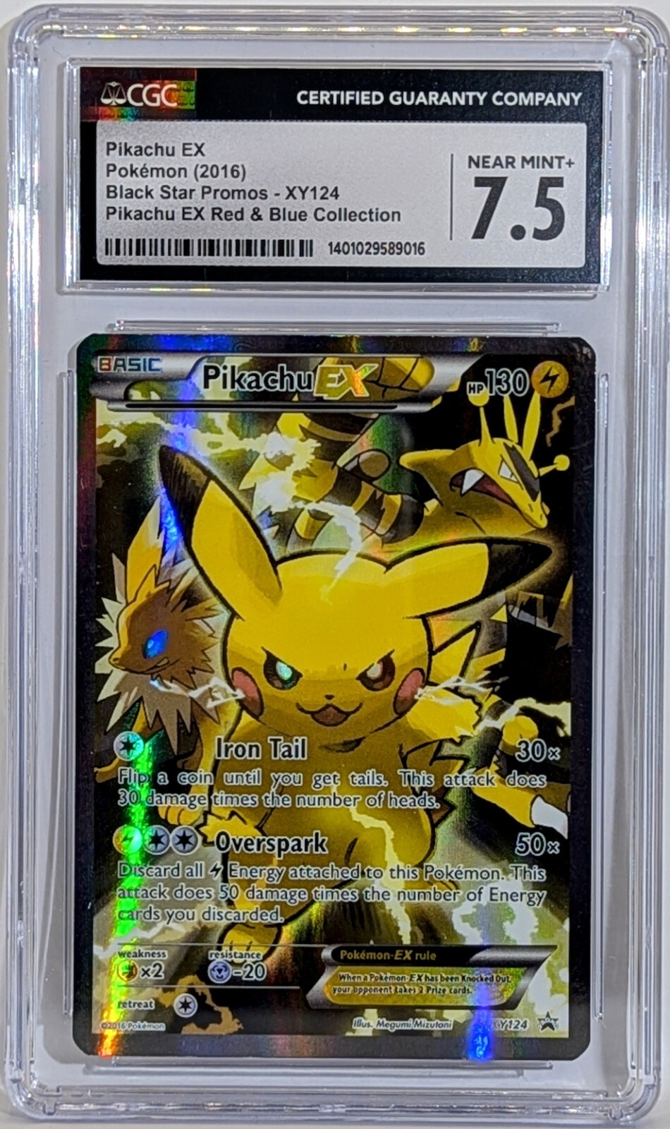 Pokémon Black Star PIKACHU EX Promo Red & Blue Collection XY124 CGC 7.5 ...