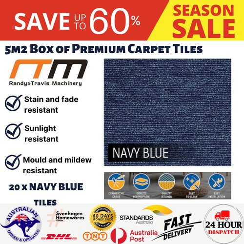 5m2 Box of Premium Carpet Tiles Commercial Domestic Office Heavy Use ...