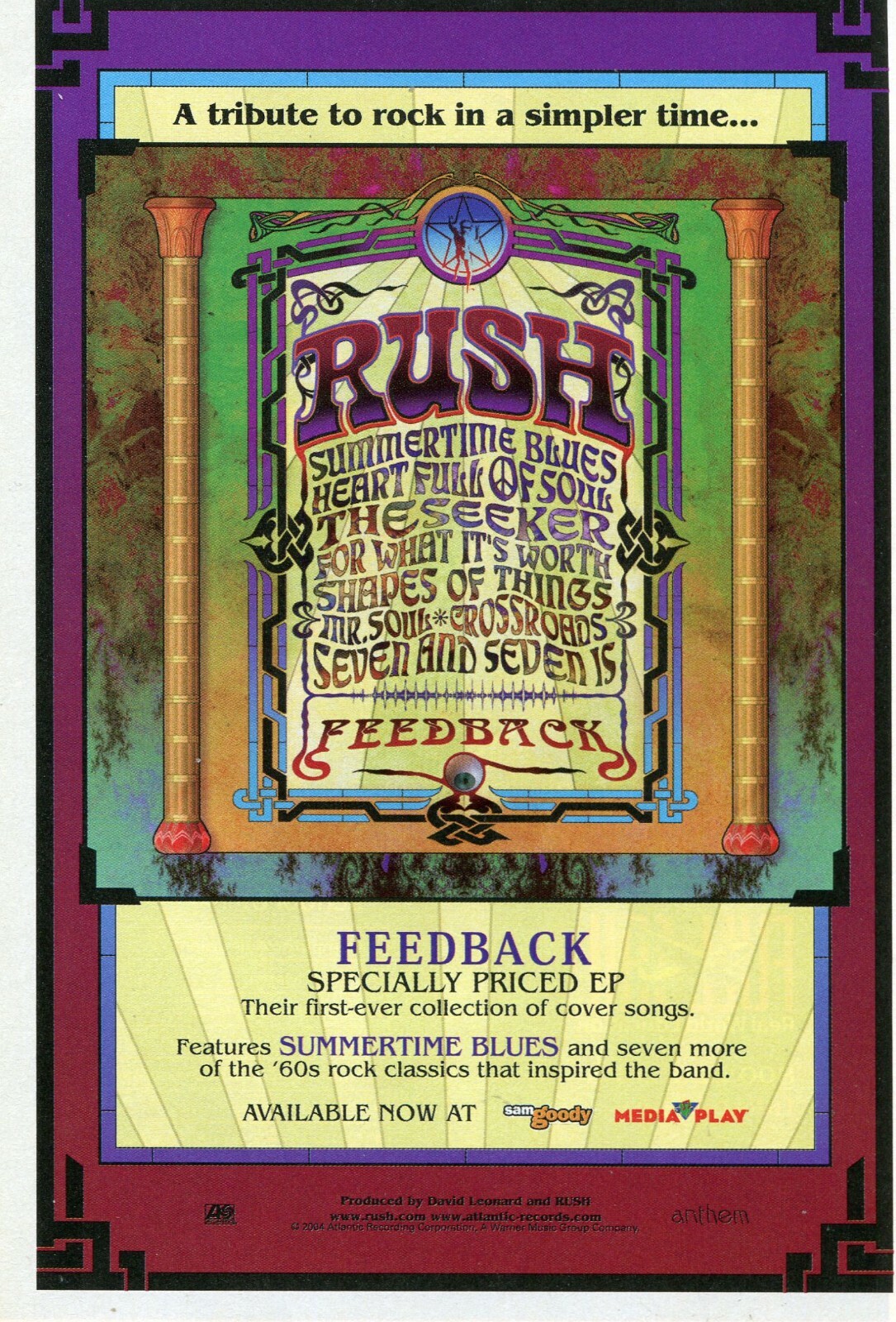 2004 small Print Ad of RUSH Feedback Album Neil Peart, Geddy Lee, Alex ...