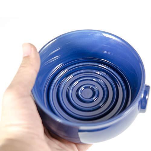 Ceramic Shaving Bowl mug with Soap Lather-Building Ridges Blue / black ...